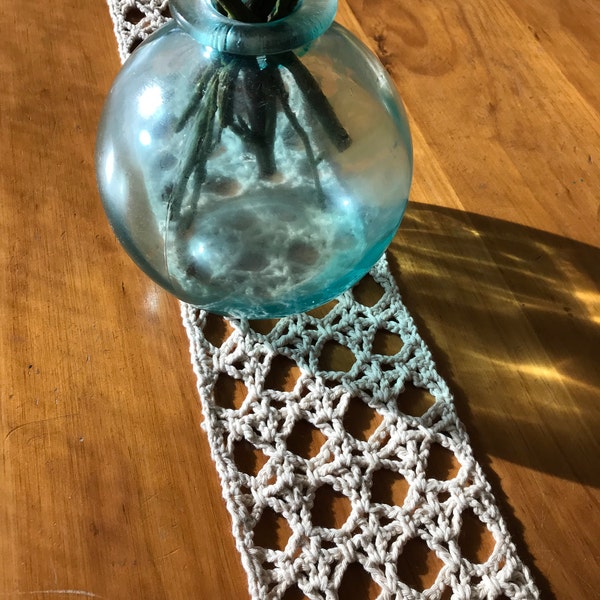 Table Runner Crochet Pattern, Honey Locust Table Runner, Cotton Yarn ...