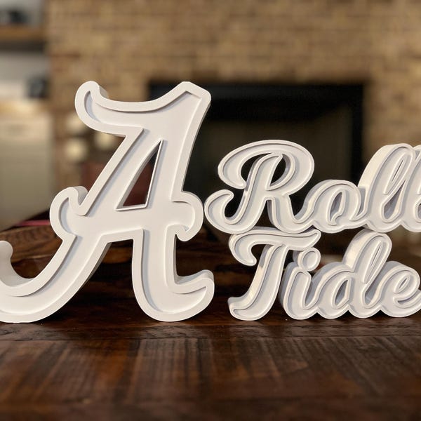 Alabama Roll Tide Logo Block Letter Shelf Decor | 3D Printed ...