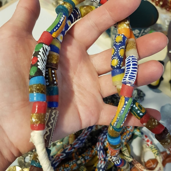 52 Krobo Tribal Beads - African Powder Glass Beads Ghana (KRB-MIX-MIX ...