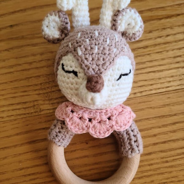 Personalized Crochet Rattle, Custom Wooden Baby Rattle, Baby Rattle ...