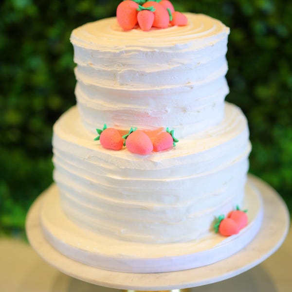Rustic Wedding Cake for Display. Diagonal Buttercream Design. Faux ...