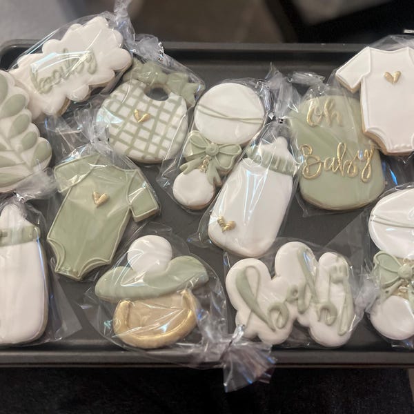 Cute Pastel Light Baby Cookies Handmade Organic Natural Sage Green Pink ...