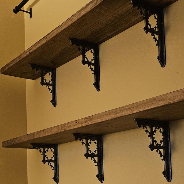 PAIR of MEDIEVAL BASILICA Gothic Cast Iron Shelf Brackets Scaffold ...