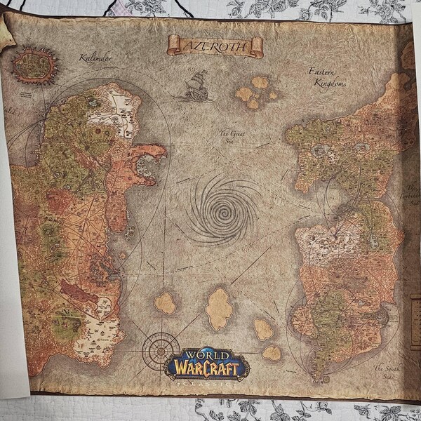 World of Warcraft Map Poster Azeroth Map Canvas Map Wall Art Gaming Map ...