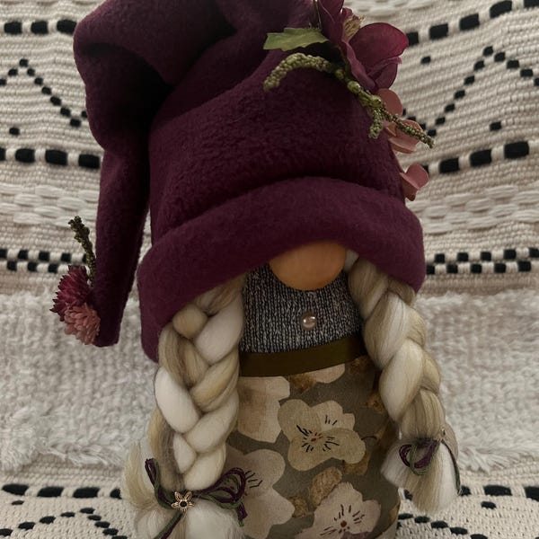 Purple Female Gnome | Garden Gnomes, Rustic Modern Gnome, Gnome Decor ...