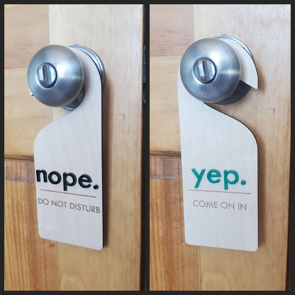 Do Not Disturb Yep Nope Sign Work Wooden Door Hanger, Zoom Meeting ...
