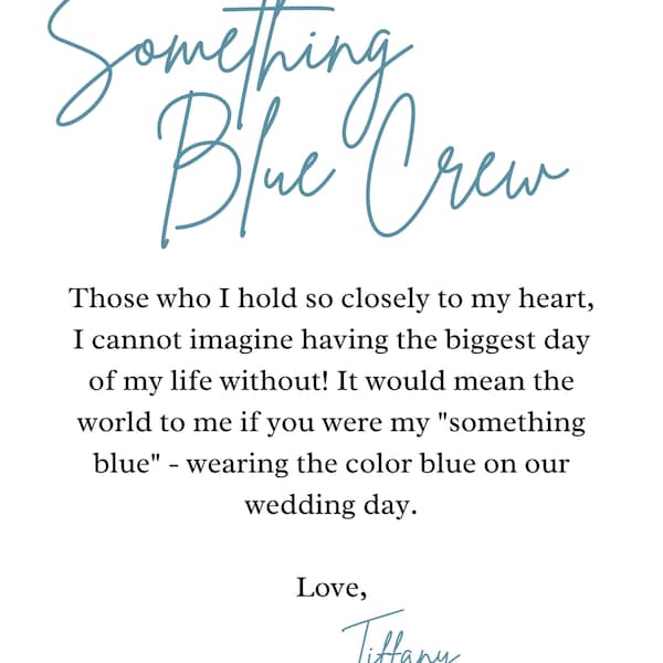 Something Blue Crew Card Digital Download Template - Etsy