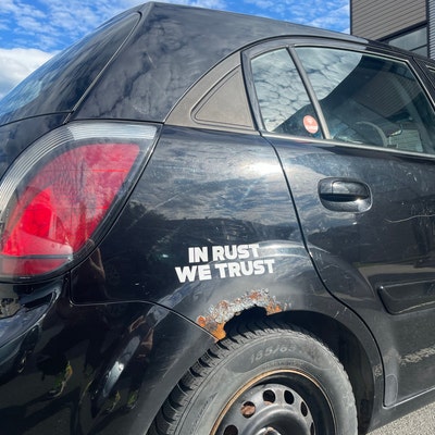 In Rust We Trust Funny Bumper Sticker Vinyl Decal Funny - Etsy