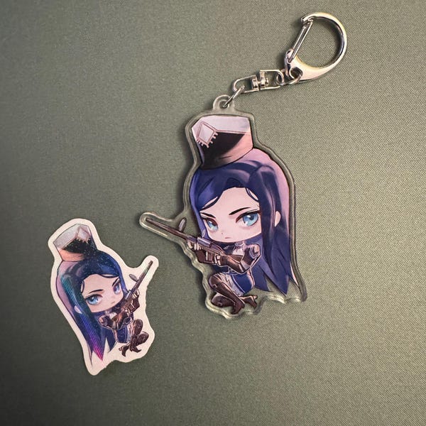 Arcane Keychain Charm, Holographic Sticker, Vi, Caitlyn, Jinx, Ekko ...