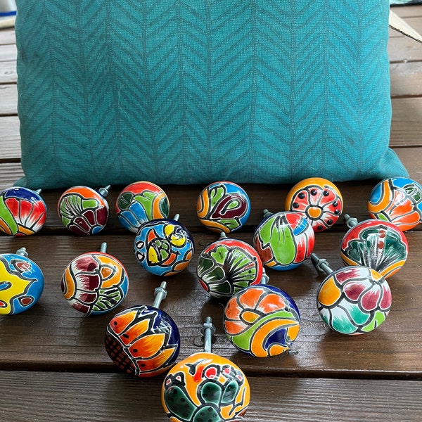 8 Multicolor Talavera Knobs - Etsy
