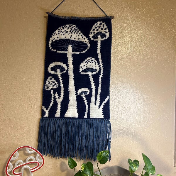 Mushroom Forest Tapestry Crochet Pattern, Toadstool Wall Hanging ...