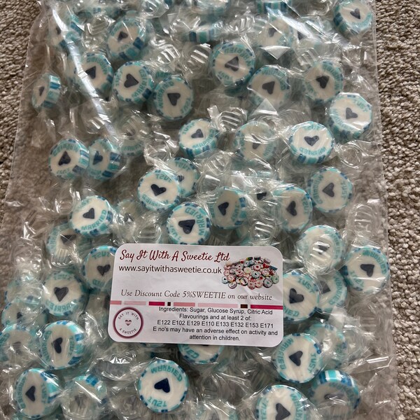 Approx 100 Turquoise & Navy Blue Wedding Favour Individually Wrapped ...