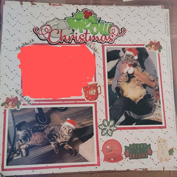Scrapbook Title, Meow Christmas, Animal, Pet, Cat, Kitten, Paper ...