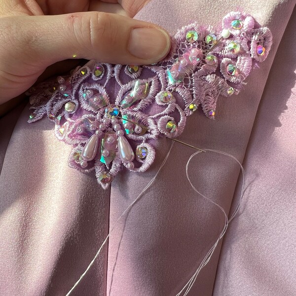 Pink Rococo Daisy Lace, Pink Green Embroidered Floral Trim ...