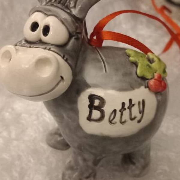 Name a Donkey Christmas Tree Bauble. Handmade Christmas Tree Decoration ...