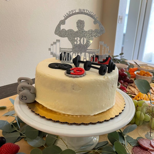 Bodybuilder Cake Topper, Strong Man Birthday Cake Topper, Weightlifter ...