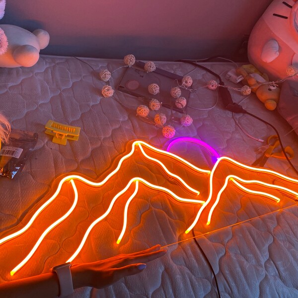 Mountain LED Neon Sign | Customize Large Sunset Acrylic Wall Art ...