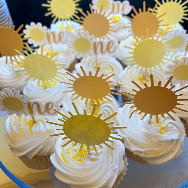 Sun Cupcake Topper Sun You Are My Sunshine Party Decor Sun Cupcake ...