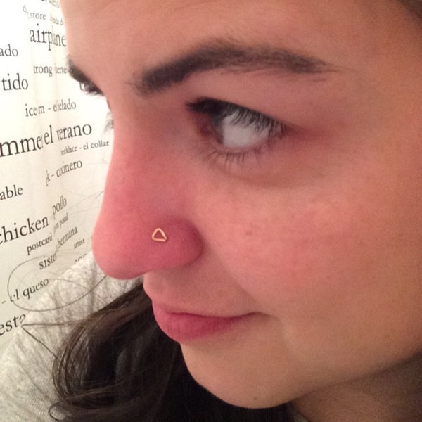 Gold Triangle Nose Stud, Triangle Nose Ring, Tragus Stud, Customized ...