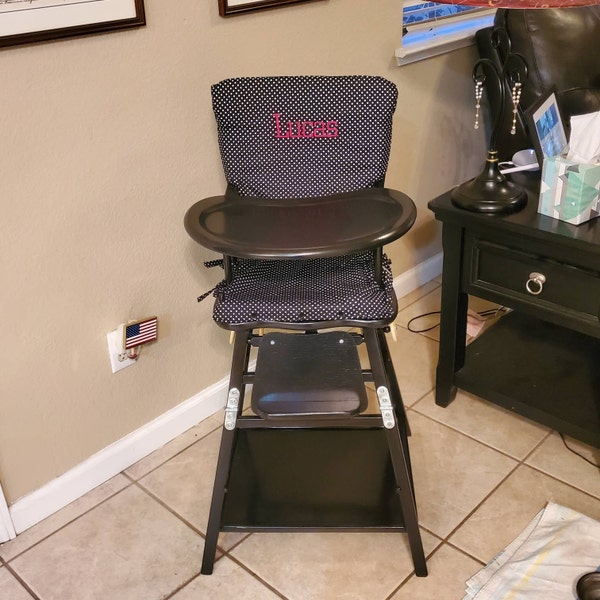 Wooden High Chair Pad, Vintage, Monogrammed, High Chair Cushion, 100% ...