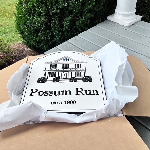 Country Estate Property Name Sign Hanging From Wood and Wrought Iron ...