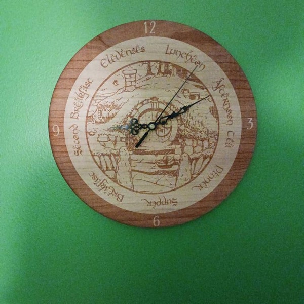 Shire Clock- Wood Hobbit Clock- Second Breakfast Lord of the Rings- 12 ...