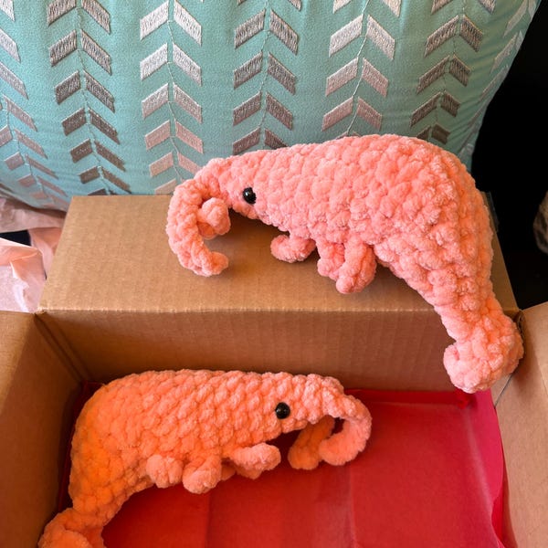 Handmade Crochet Shrimp Plushie | Cute Soft Shrimp Stuffed Animal - Etsy