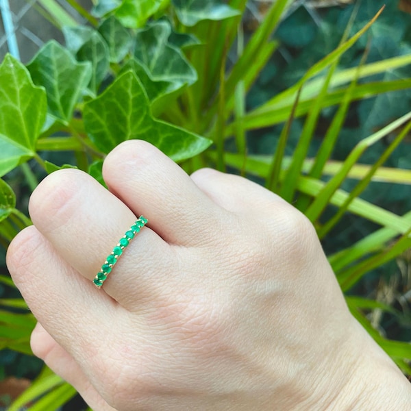 Emerald Eternity Band, Emerald Ring, Natural Emerald Half Eternity Band ...