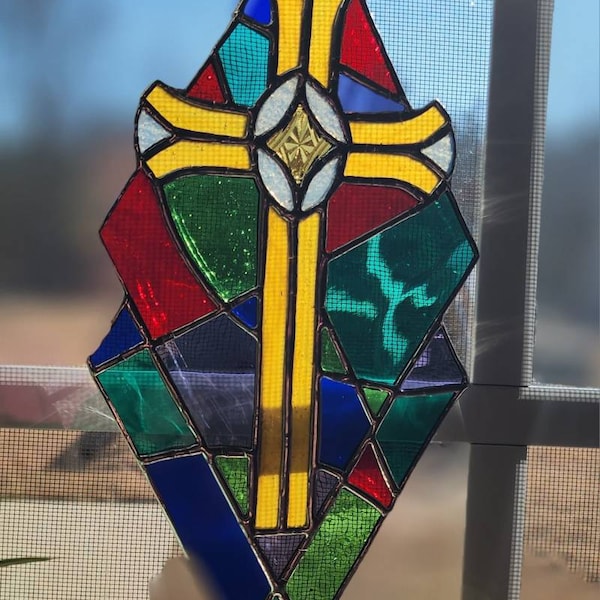 Old World Cross Diamond Stained Glass Pattern - Etsy