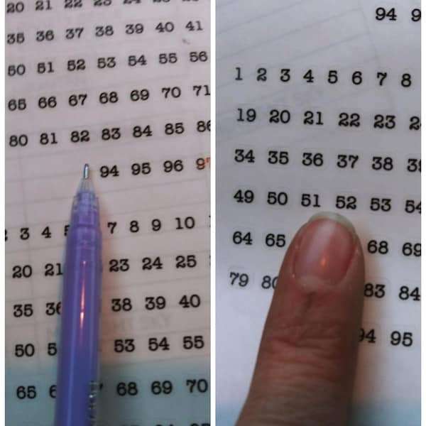 Tiny Number Stickers: 1-100, Clear Planner Stickers - Etsy