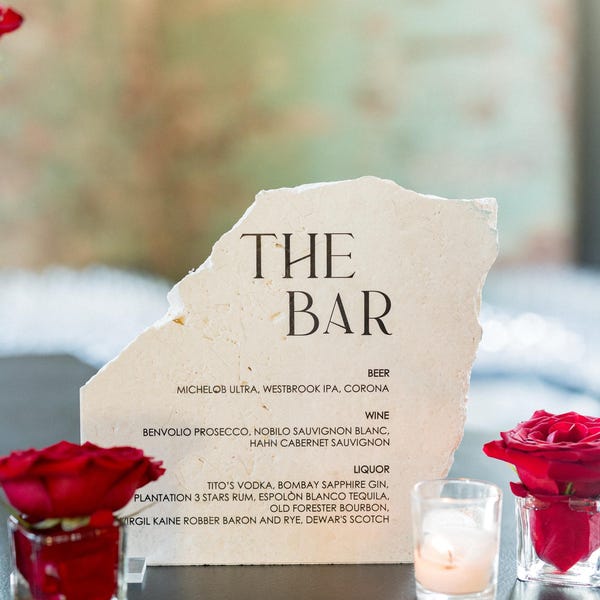 Acrylic Stone Signature Drinks Sign | Layered Menu | Wedding Menu ...