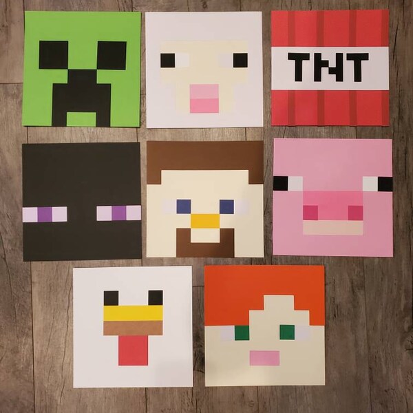 Minecraft Face SVG, Minecraft Bundle, Pig, Sheep, Chicken, Alex, Steve ...