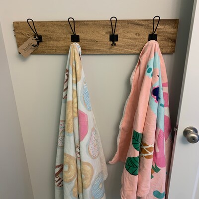 Rustic Wood Hook Rack, Farmhouse Hook Rack, Hooks for Wall, Backpack ...