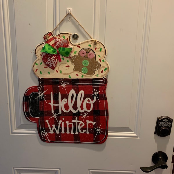 Winter Door Hanger, Winter Decor, Gingerbread Door Hanger, Christmas ...