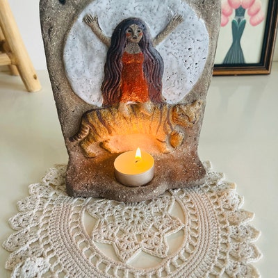 Full Moon With a Cute Face, Handmade Ceramics, Wall Decor, Lunar Accent ...