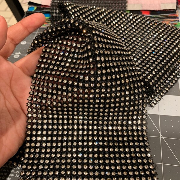 Stretchable Rhinestone Fabric I Crystal Mesh Fabric I Elastic Bling ...