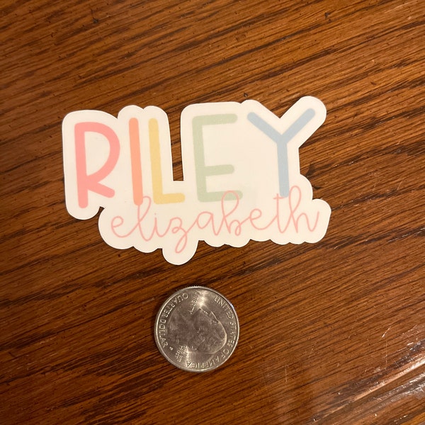 Personalized Name Sticker: Rainbow Handlettered Vinyl Decal - Etsy