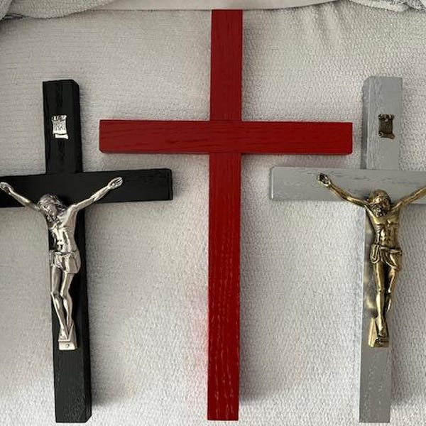 8" Plain Wall Cross Wood Black White Copper Pink and Brown Home Decor ...
