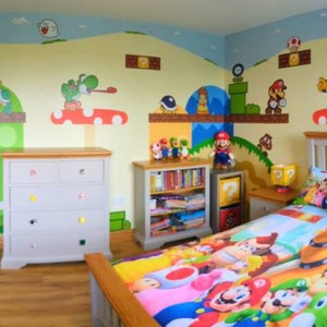 Mario Wall Decal Super Mario Wall Sticker Nintendo Game Wallpaper Wall ...