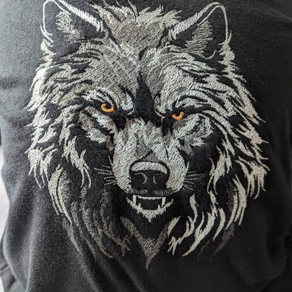 Mystic Wolf Head Embroidery Design - Dark Fabric Totemic Beast, Fairy ...