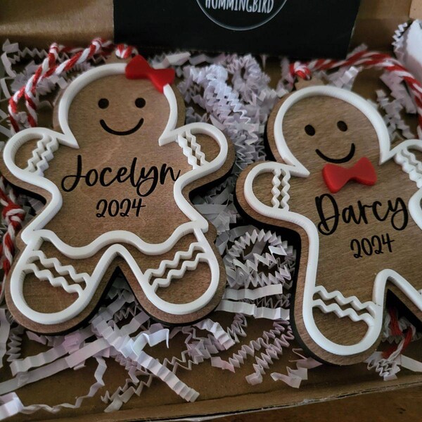Personalized Gingerbread Christmas Ornament | Engraved Maple Veneer - Etsy