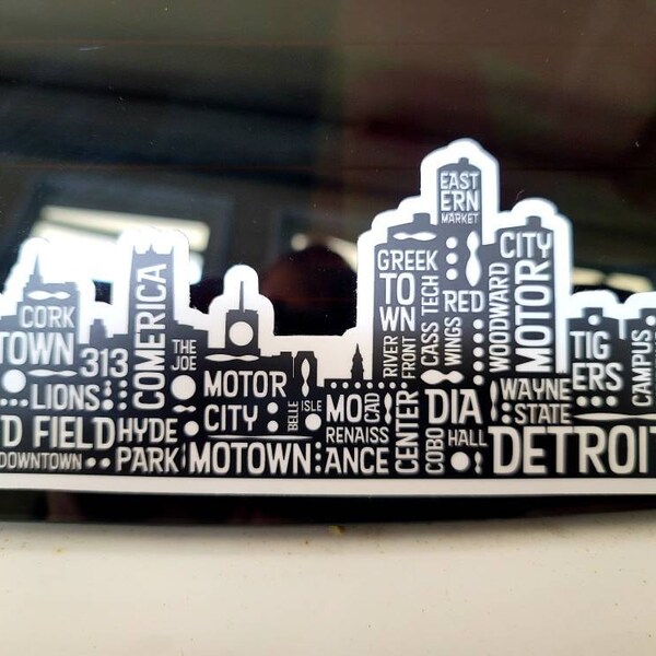 Detroit Skyline Vinyl Decal or Bumper Sticker Motown Sticker Laptop and ...