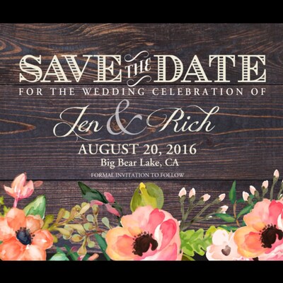 Rustic Floral Save the Date, PRINTABLE, Watercolor Flowers Save the ...