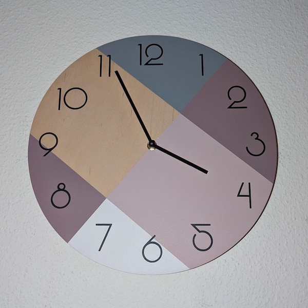Scandi Wall Clock With Pastel Colors Minimalist Wooden Clock Pale ...