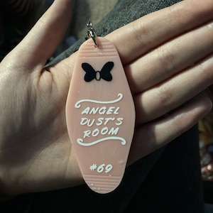 Hazbin Hotel angel Dust's Room Keychain Angel Dust Room Key - Etsy