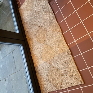 Hand Woven Seagrass Area Rug, Vintage Handmade Natural Straw Rug Rush ...