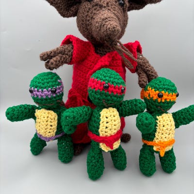 Teenage Mutant Ninja Turtles and Splinter Master, Amigurumi Crochet ...