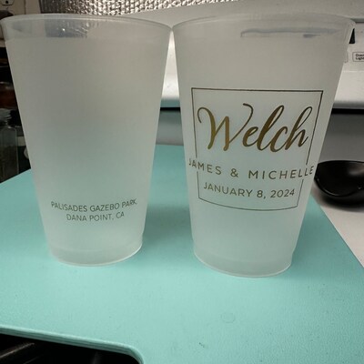 Monogrammed Wedding Cups, Signature Cocktail, Shatterproof Frost Flex ...
