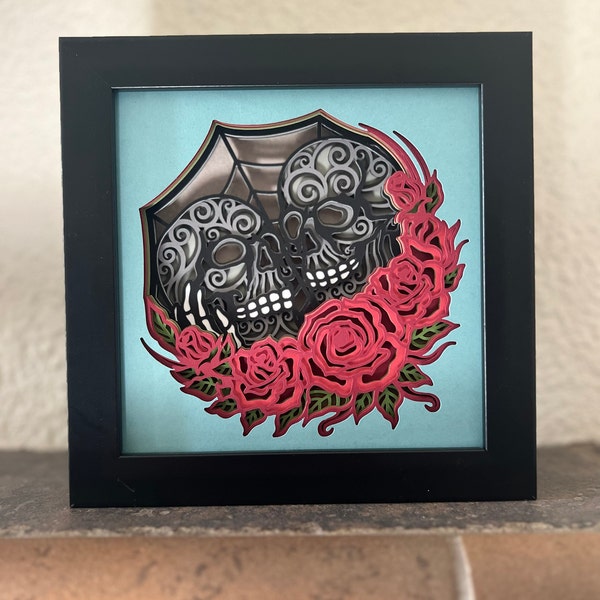 Skull Lovers With Roses Shadow Box SVG/ the Lovers 3D Mandala SVG ...