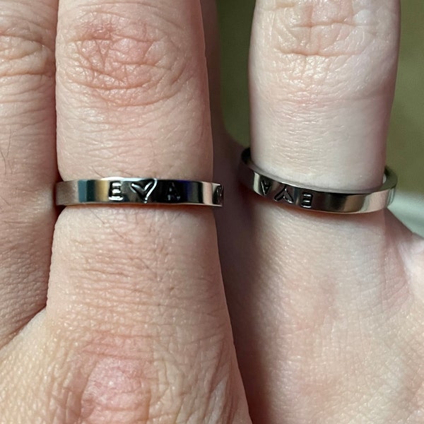 Stainless Steel Initial Ring With Heart: Personalized Couple's Jewelry ...